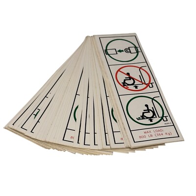 Lot of 40 ADA Wheelchair Lift Instruction Stickers – Max Load 800 LB ...