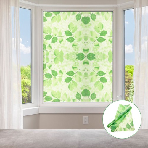 Green Leaves Privacy Cling Leaf Frosted Window Film Decorative Decal ...