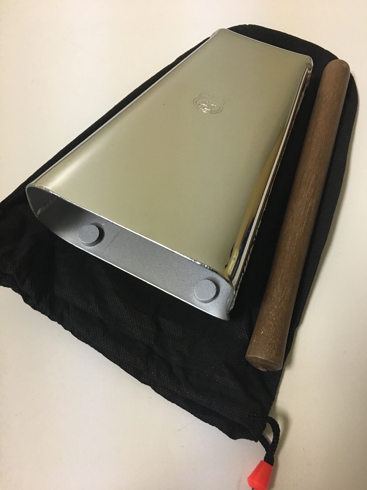 Hand Held Cowbell Chrome ES-4 Type With Stick & Cowbell Pouch. TP#5 Med ...