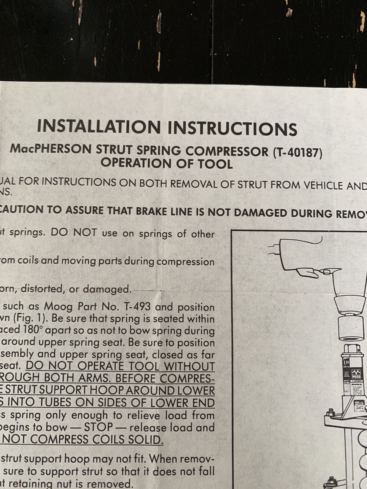 Moog MacPherson Strut Spring Compressor T-40187 Instructions | eBay