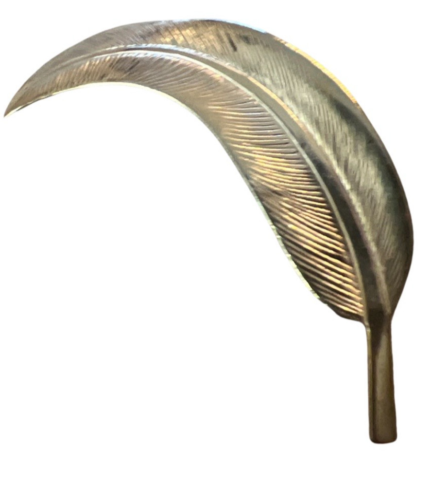 Vintage Vintage Curved Feather Pin Brooch Pin - Gem