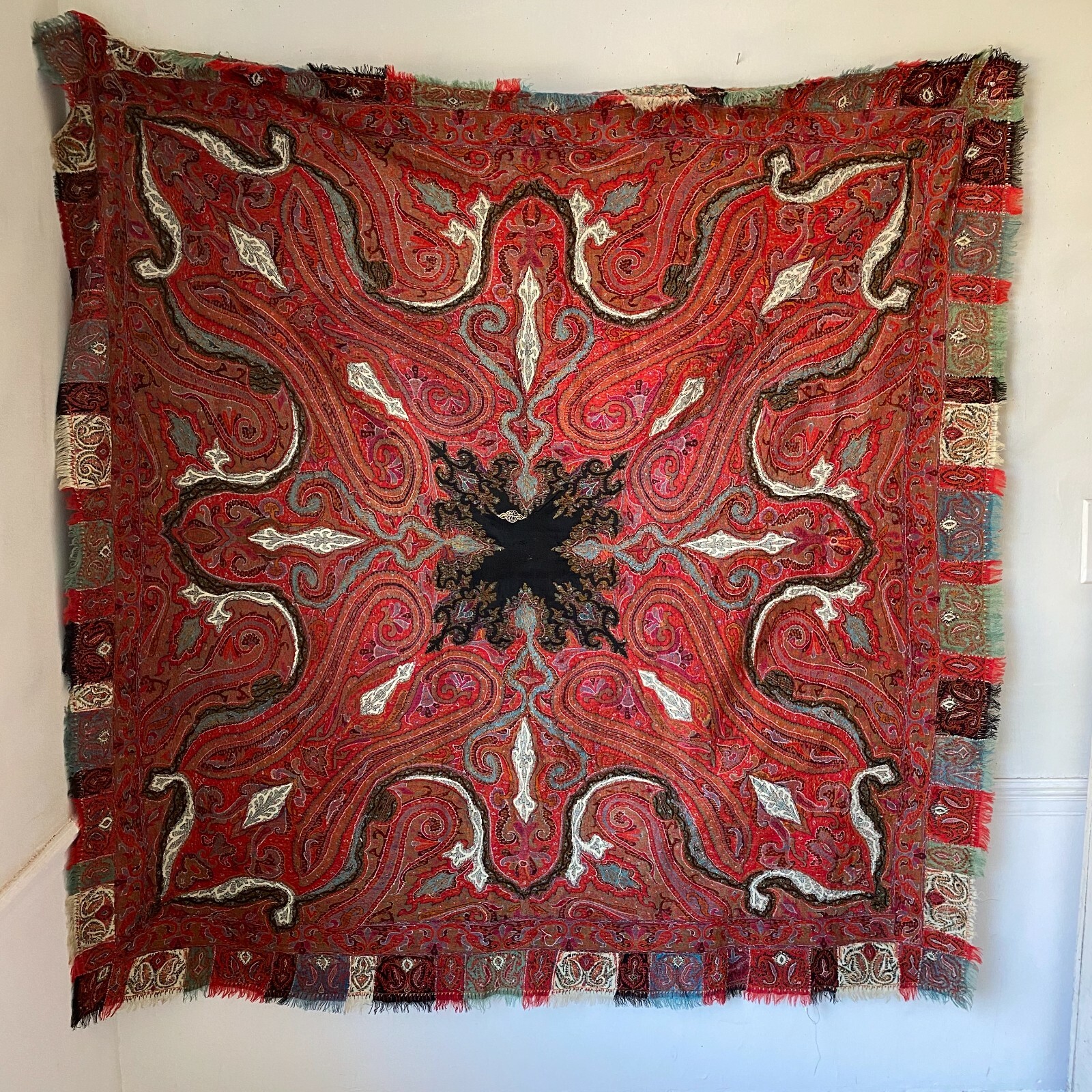 Antique paisley shawl 19th century design antique textile HAND ...