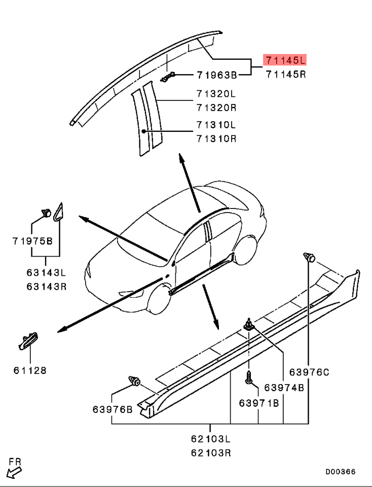 Mitsubishi Genuine LANCER 2006/12-2013/08 MOULDING, DRIP, LH 7400A093 ...