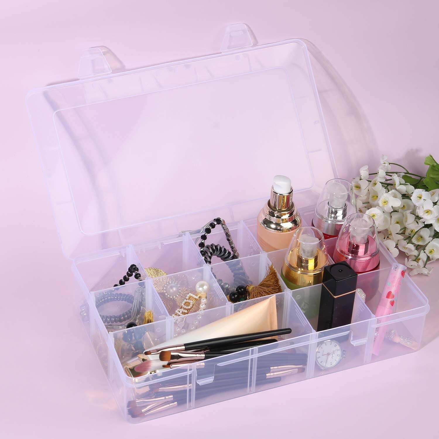 2 Pack Large 15 Grid Organizer Box Storage Container for Craft Beads ...