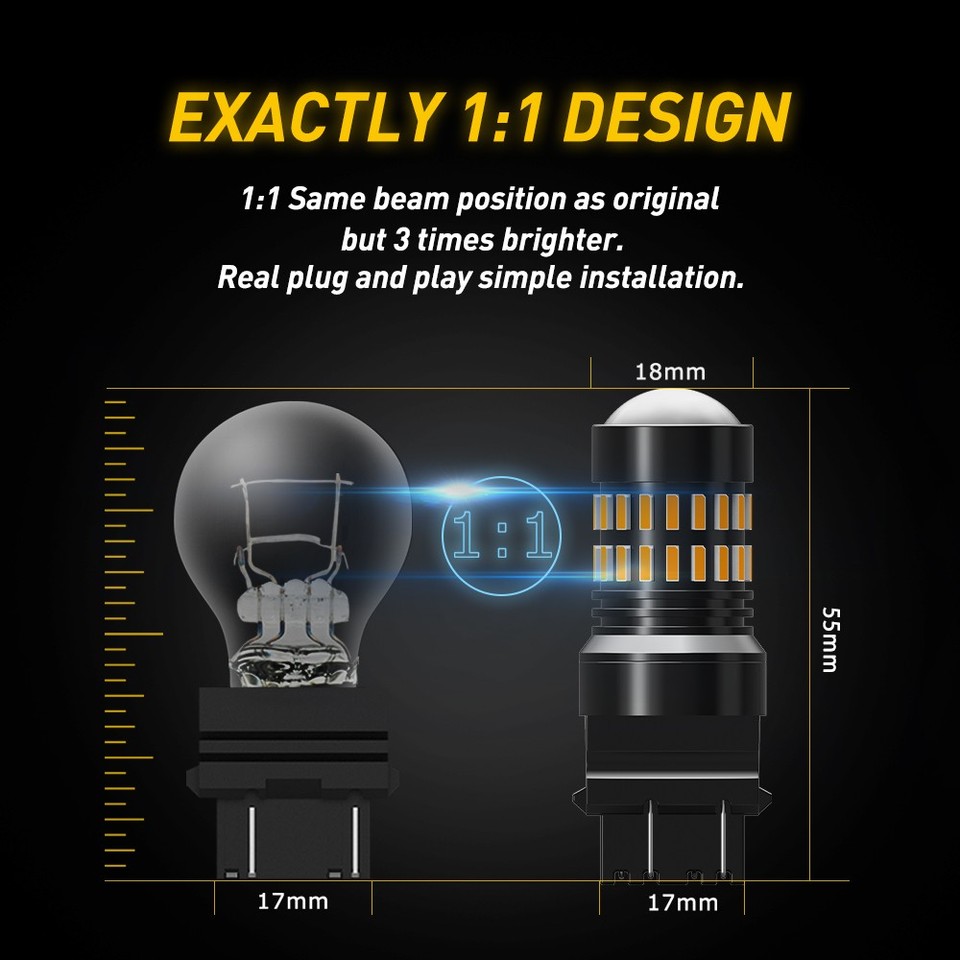 AUXITO 3157 DRL Amber LED 3357 3457nA Signal Turn Light Parking Bulbs ...