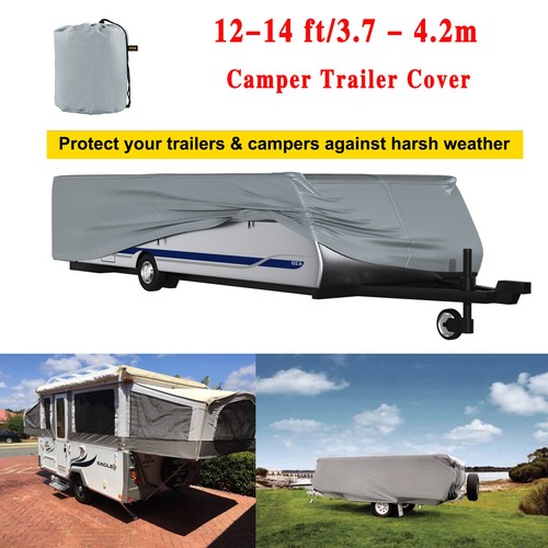Camper Trailer Cover Caravan 12-14ft Heavy Duty Outdoor Waterproof Tent ...