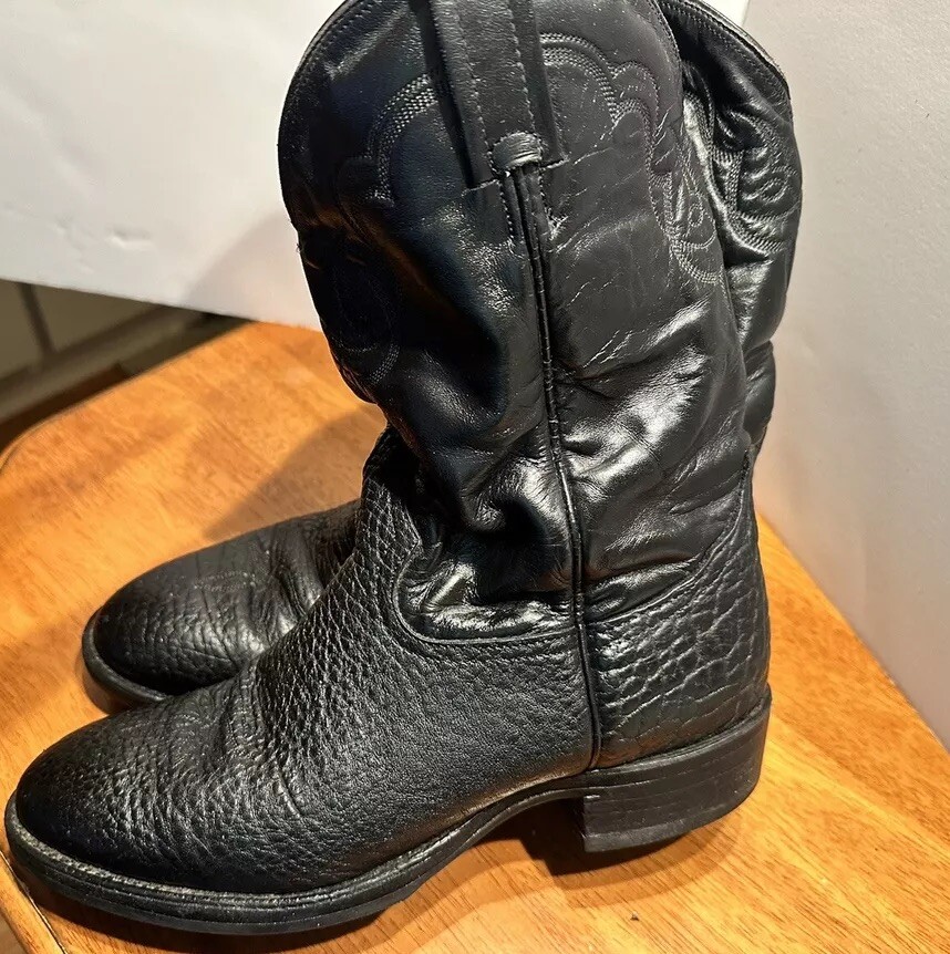 Tony Lama Style CT456 Black Roper Western Cowboy Boots Men's Sz 9 B | eBay