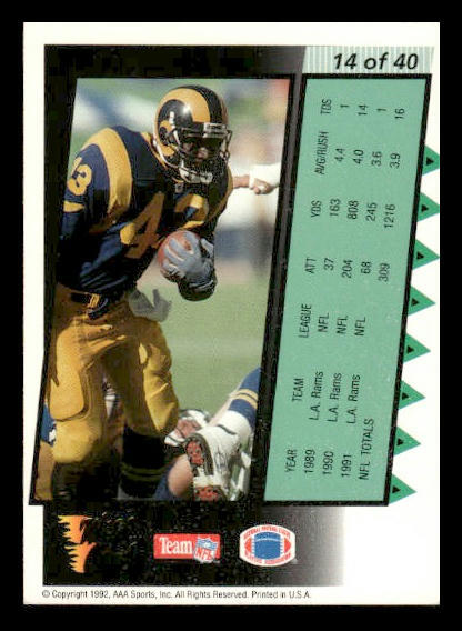1992 Wild Card #14 Cleveland Gary Running Wild Gold Los Angeles Rams | eBay