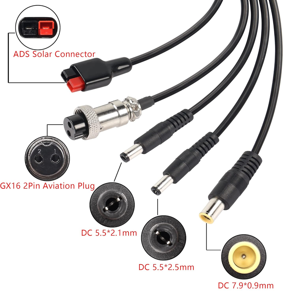 Solar Panel Connector to DC GX16 2Pin Aviation Socket Plugs Extension ...