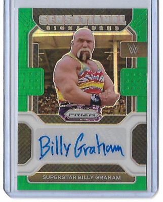 SUPERSTAR BILLY GRAHAM Panini Prizm GREEN Chrome Refractor WWE AUTO SP ...