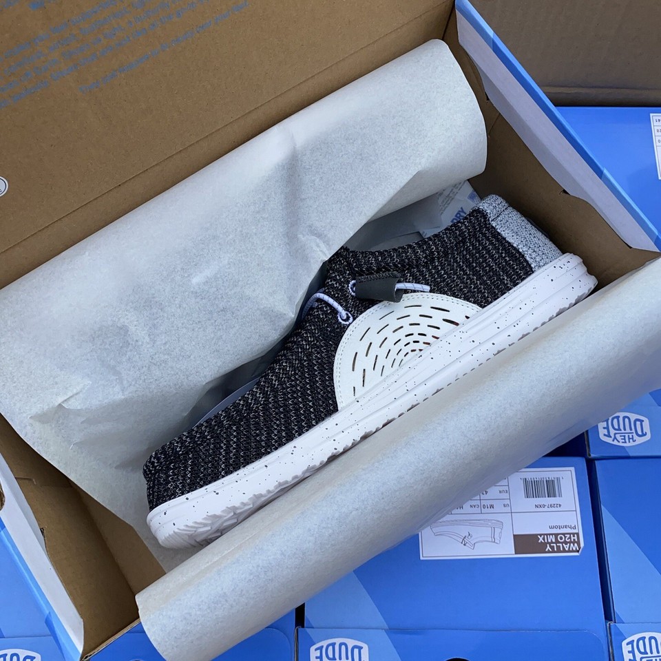 Hey Dude Men’s Wally H2O Mix Shoes Phantom Black Loafers Comfort Sizes ...