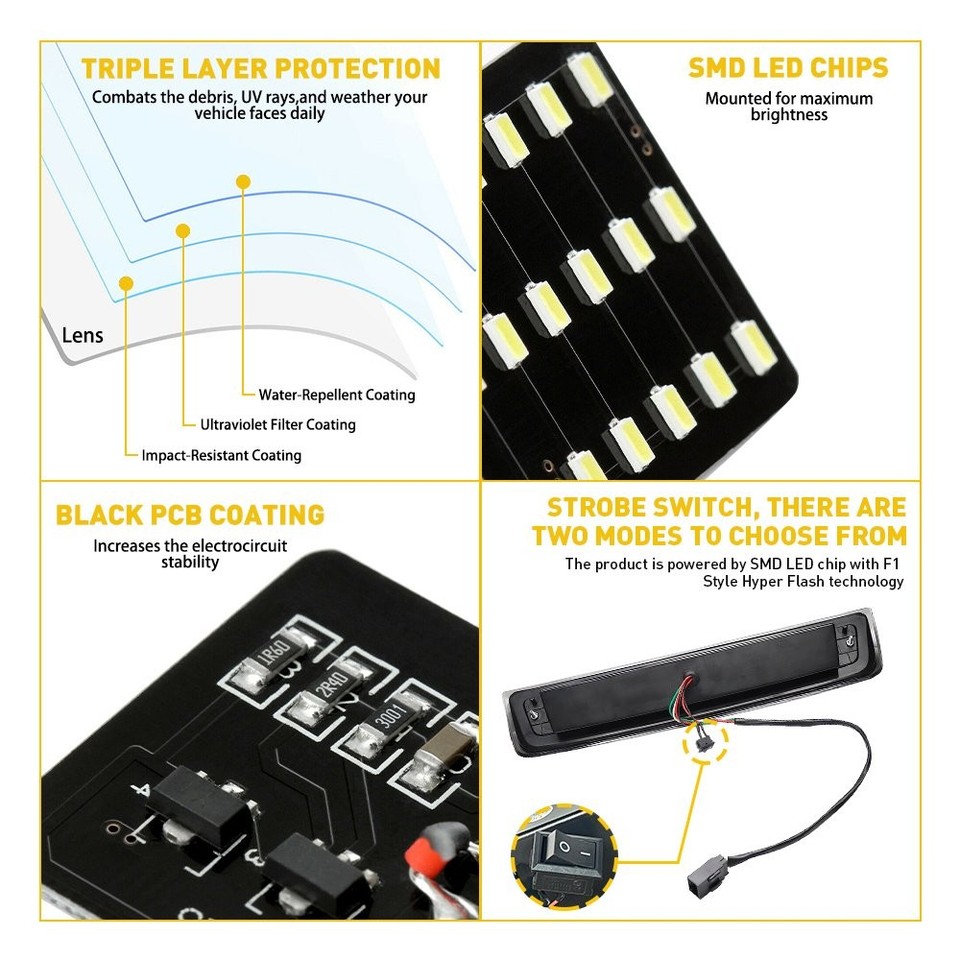 For Dodge 09-2018 1500 Ram 2500 3500 Smoked 3rd LED Third Brake Light ...