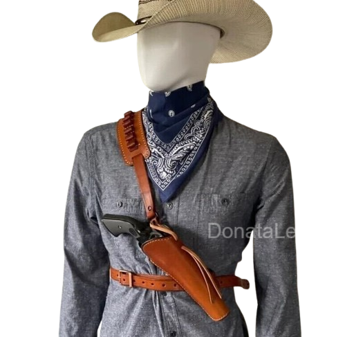 ADJUSTABLE LEATHER CHEST RIG GUN HOLSTER WITH AMMO HOLDER SHOULDER ...