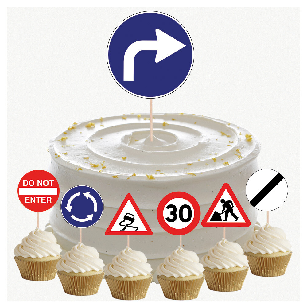 Road Signs Driving Cupcakes Cake & Party Food Decorations Picks Toppers ...