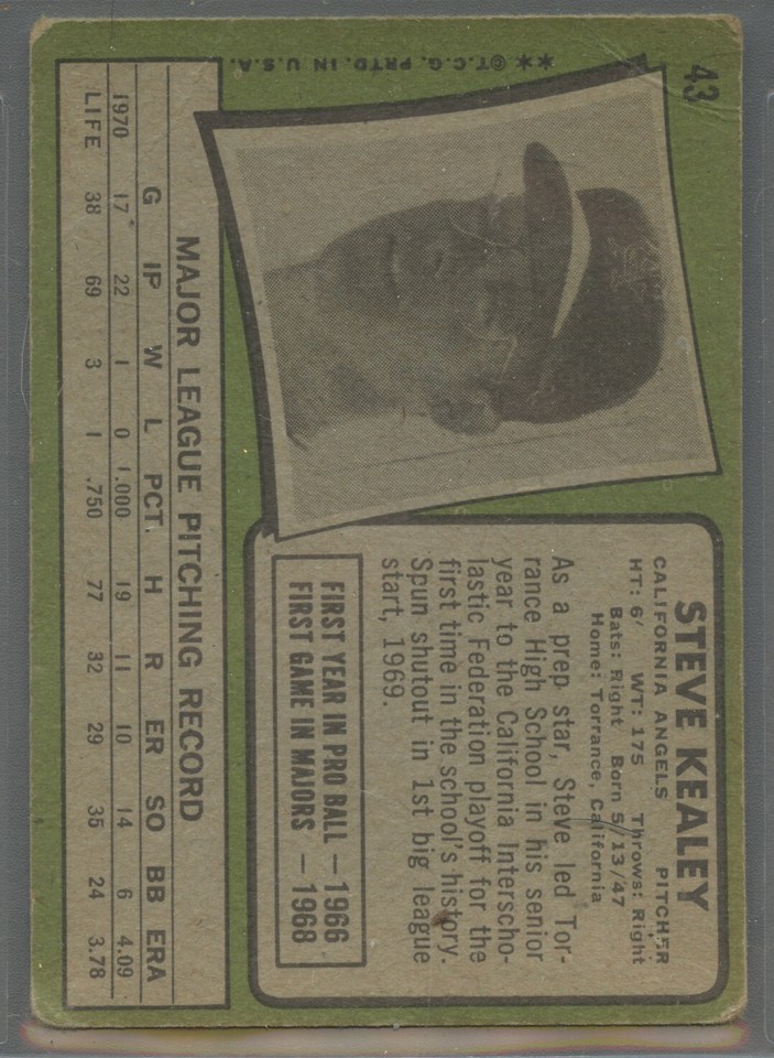 1971 Topps #43 Steve Kealey California Angels | eBay