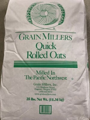 Grain Millers Quick Rolled Oats Non GMO, Glyphosate Free! 25lb Bag | eBay