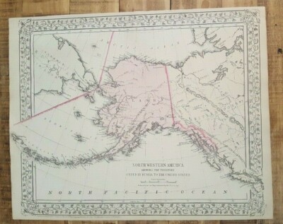 Antique Hand Colored MAP - NORTH WESTERN AMERICA (ALASKA) - 1880 | eBay