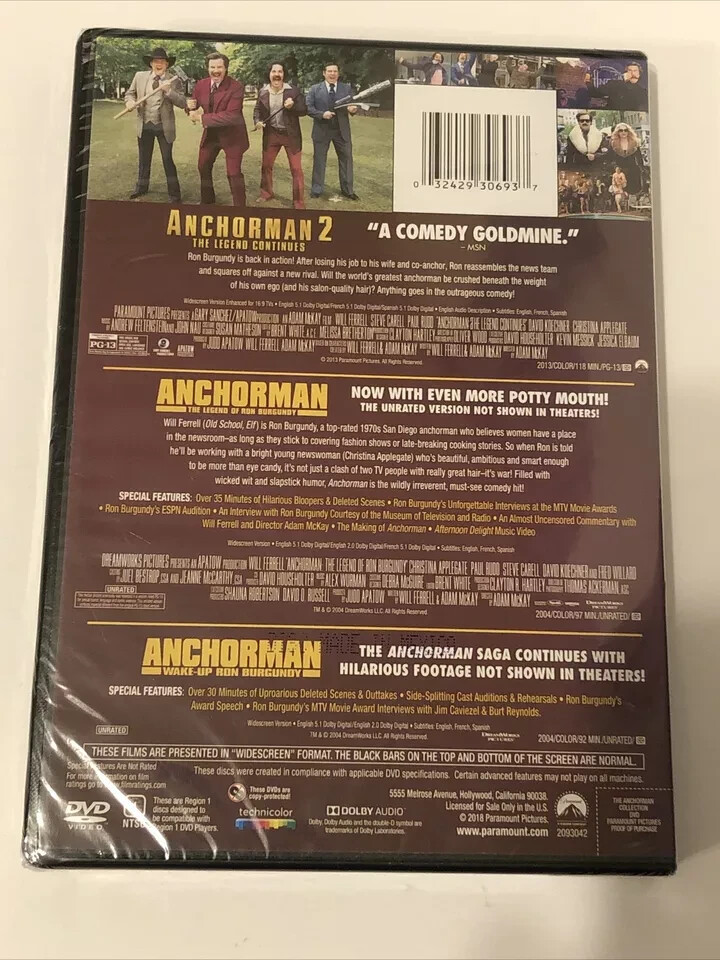 The Anchorman Collection DVD Set Will Ferrell Ron Burgundy New & Sealed ...