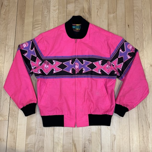 Vintage WRANGLER BrushPopper Jacket Mens Medium Pink Aztec Western ...