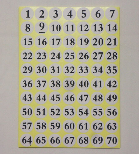 10 Sheets 1-70 Numbers White Round Self Adhesive Black Numbers Stickers ...