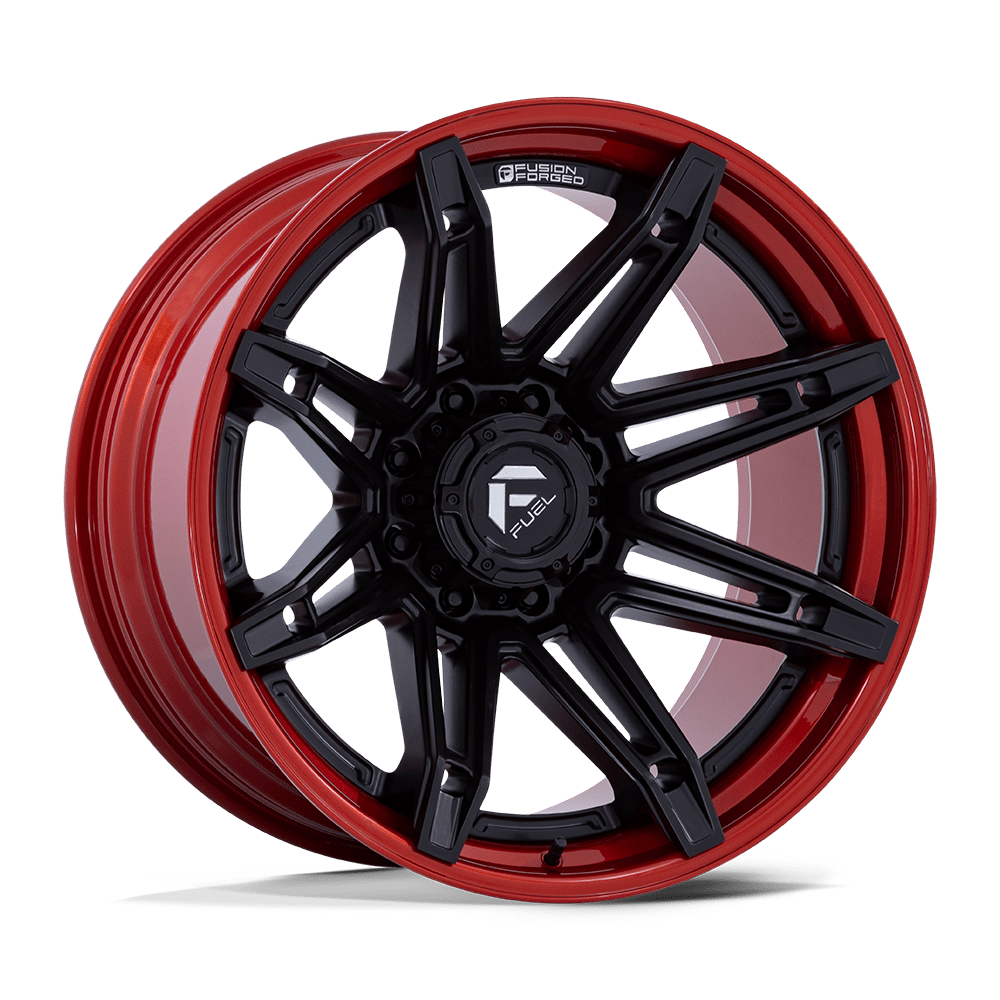 24X12 Fuel 1PC FC401 BRAWL 8X6.5 -44MM MATTE BLACK WITH CANDY RED LIP ...