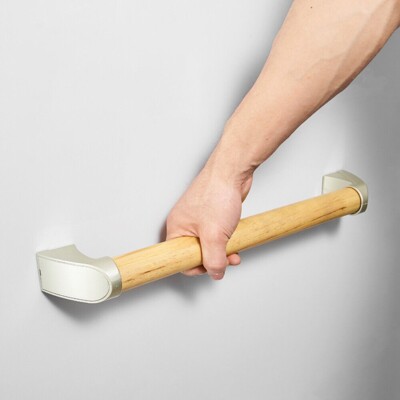 Anti-skid Fixed Straight Wood Grab Bar Wall-Mount Support Bar Household ...