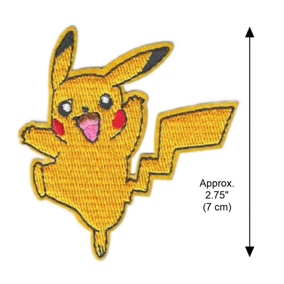 HAPPY PIKACHU IRON ON PATCH 2.75" Dancing Pokemon Yellow Embroidered ...