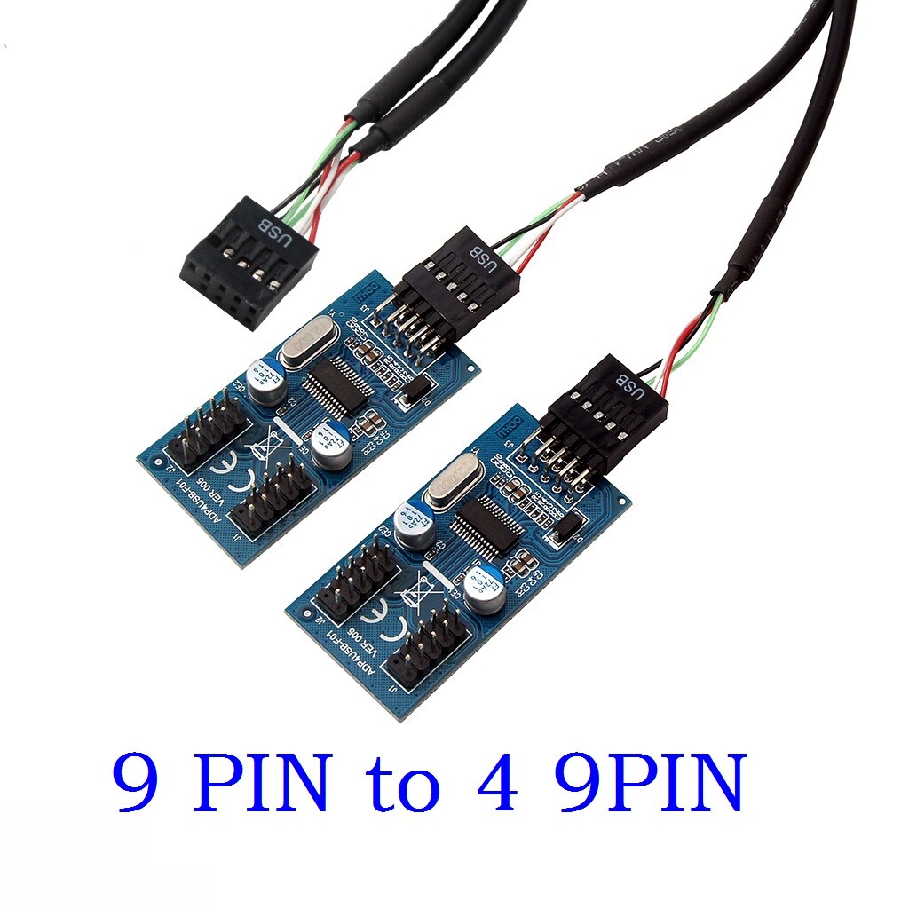 PC Case Internal 9-Pin USB 2.0 Male 1 To 4 Female Splitter PCB Chipset ...