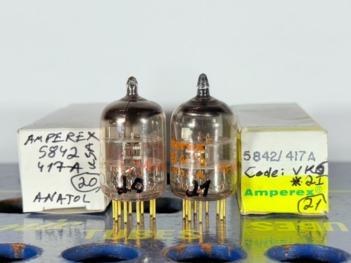 Pair Amperex 5842 417A One Tube Label RCA Gold Pin Tested Like NOS Tube ...