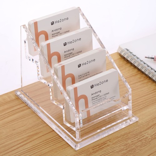 Business Card Holder for Desk, Clear Acrylic Business Cards Stand 4 ...