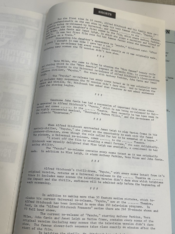 💥 ALFRED HITCHCOCK’s PSYCHO Movie Press Book Signed! 💥 Original Marli ...