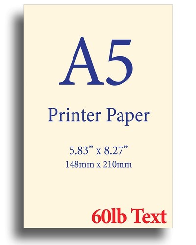 Natural Cream A5 Printer Paper - 8.3"x 5.83" - 60lb Text (90 gsm) - 100 Sheets | eBay