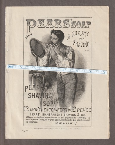 Vintage 1886 PEARS SOAP Magazine AD~Shaving~LIEBIG COCA Beef TONIC ...