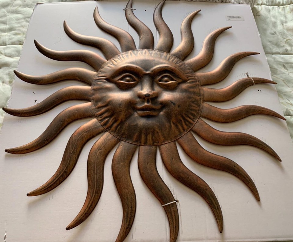 31" Large Metal Sun Wall Art Sculpture Hanging for Patio Fence Yard ...