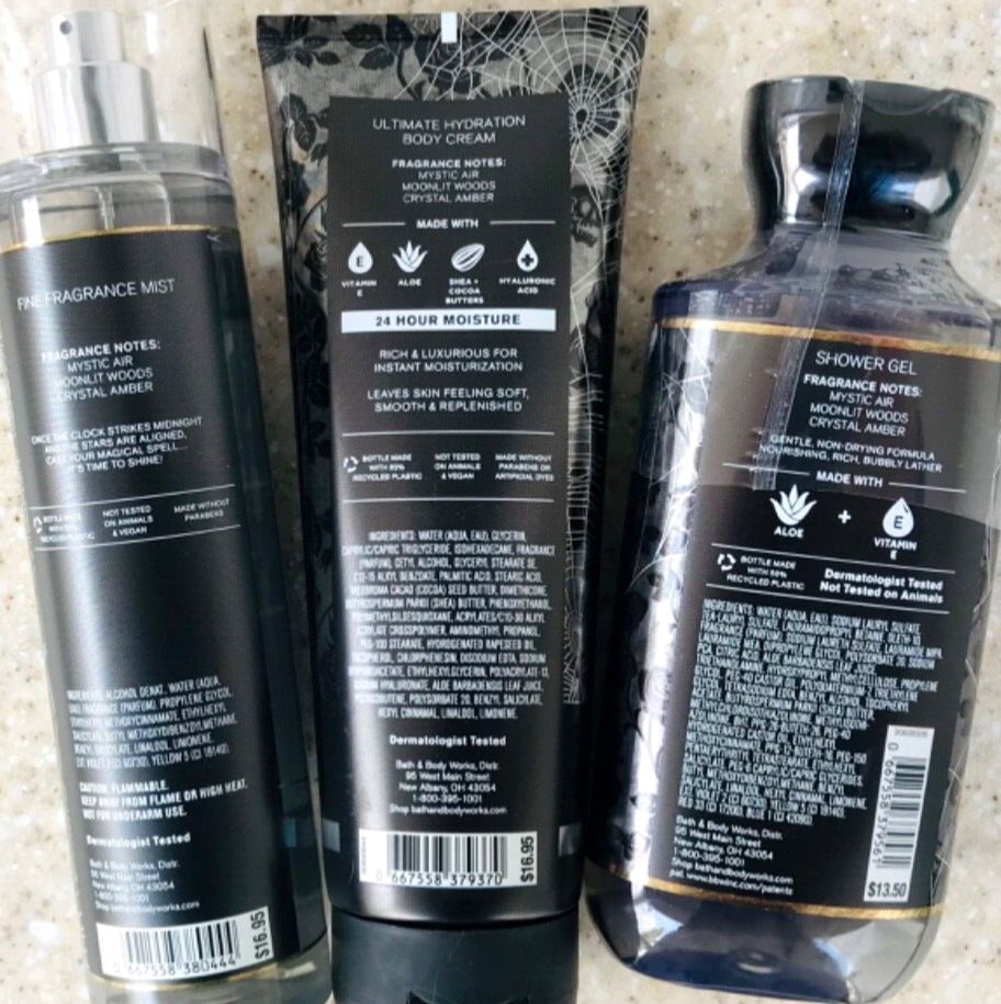 3 MIDNIGHT SPELL Shower Gel Body Wash + Body Cream + Fragrance Mist SET ...