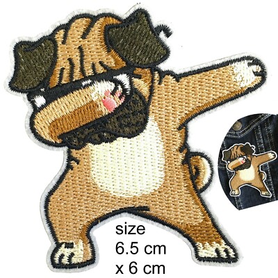 Dabbing Dog iron on patch - dab pug dancing canine pet pug dogs iron-on ...