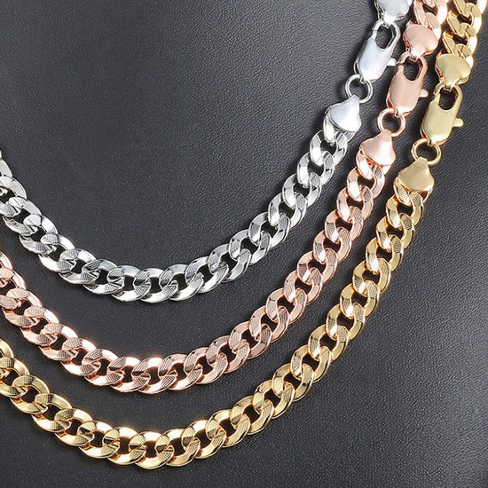 Men's Necklace Panzer Chain 4 Mm 750 White Gold 18 Karat Plated Silver ...