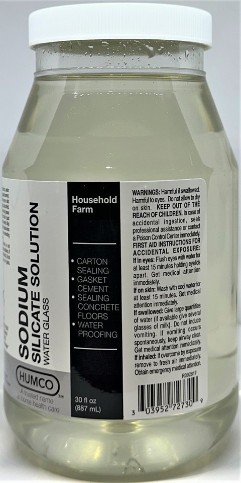 Humco Sodium Silicate Solution 30 oz WATER GLASS GASKET SEALING ...