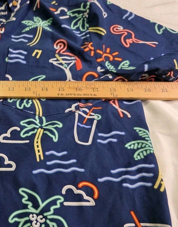 Chubbies Shirt Mens M Navy Neon Lights Short Sleeve Popover Performance ...