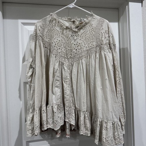 Magnolia Pearl Cotton Euler Blouse With Lace And Gathered Hemline | eBay