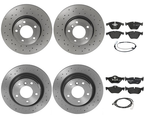 Brembo Xtra Front Rear Brake Kit Disc Rotors Low-Met Pads Sensor For ...