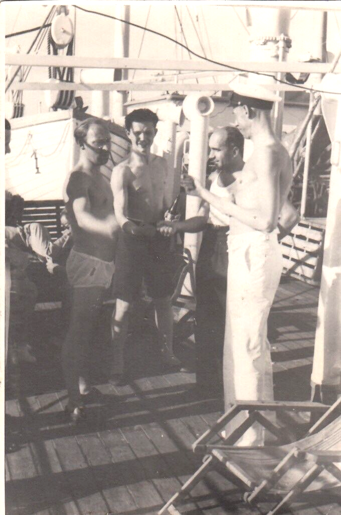 VTG 1939 Photo Sailors Drawing Matches Polish Ship Morska Wola Pre WW2 ...