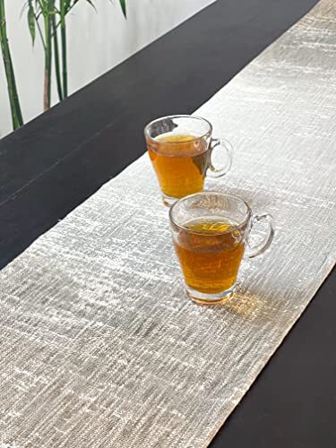 Ombre Textured Table Runner Grey-Beige Handspun Cotton Table Runner ...