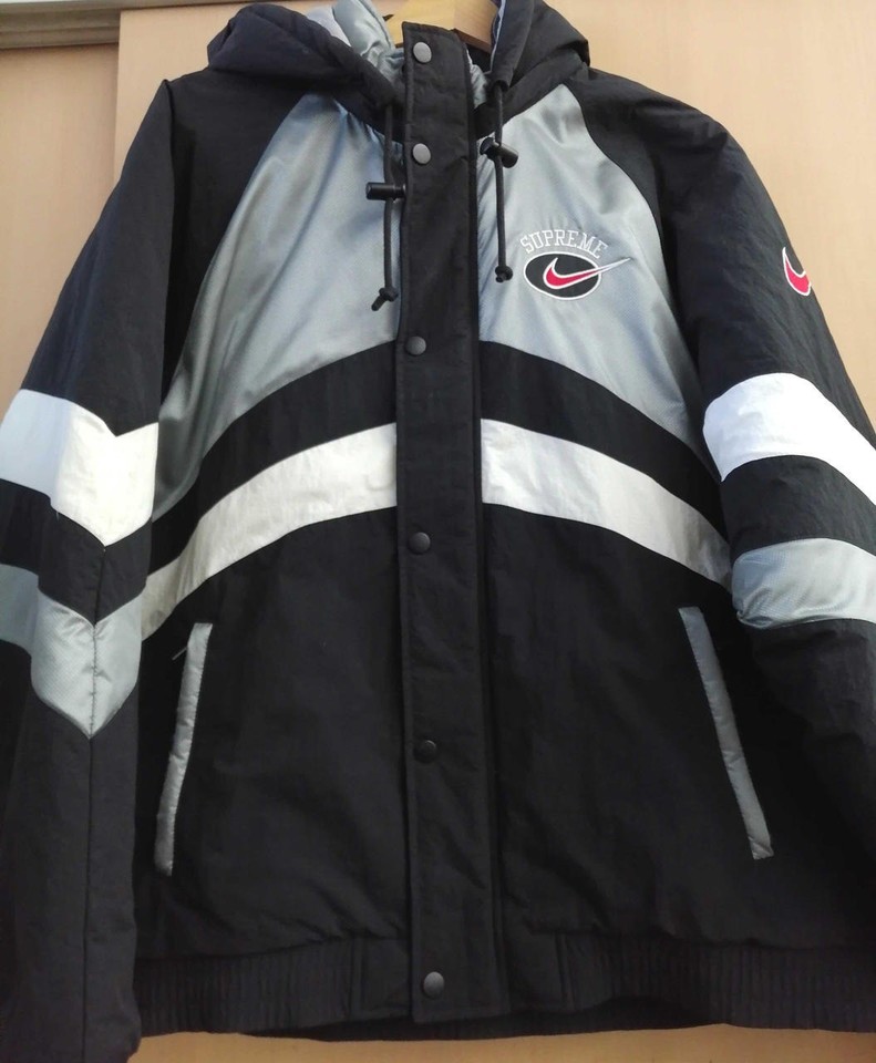 Supreme Nike Hooded Sport Jacket Black Silver White Red Size M | eBay