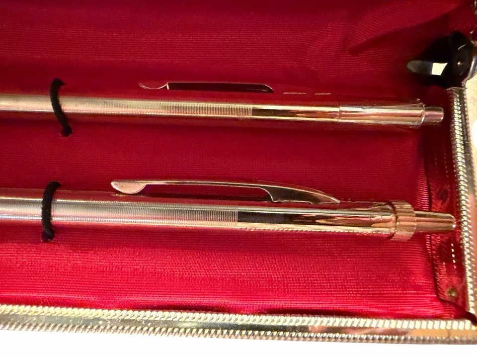 Vintage Scripto Kingsmark Ballpoint Pen & Pencil Set Gold Tone w/ Box ...