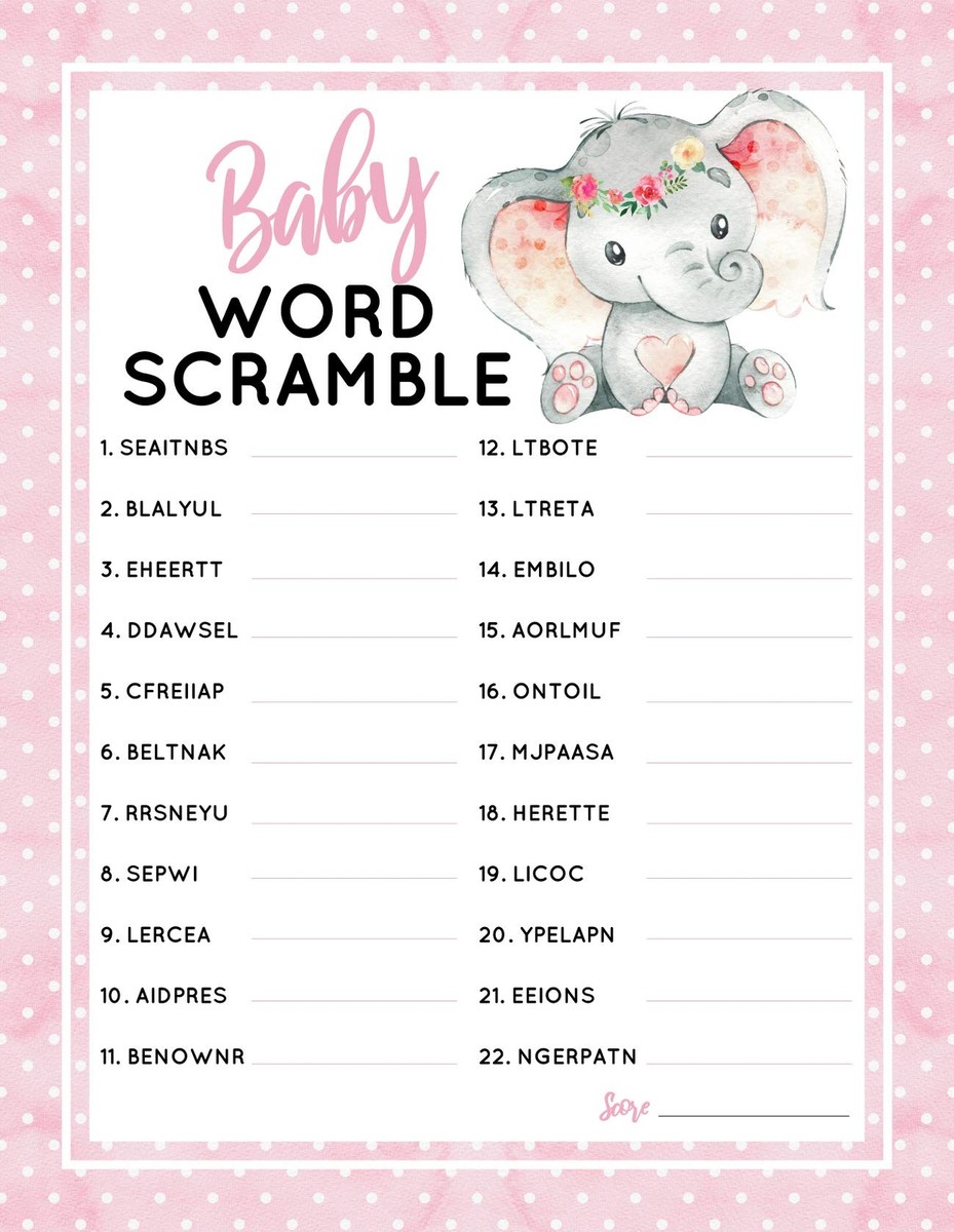 Baby Shower Scramble With Answers