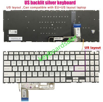 Backlit Keyboard no-frame for Asus Zenbook 15 series UX533 UX533F UX534 ...