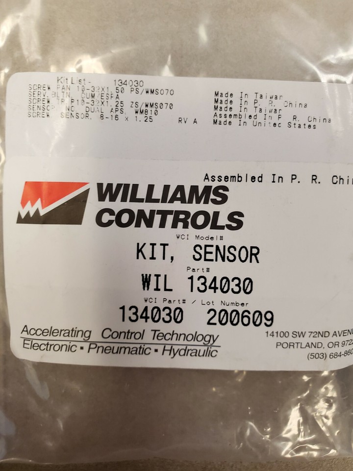 134030 - KIT SENSOR FOR ACCELERATOR PEDAL, **GENUINE WILLIAMS CONTROLS ...