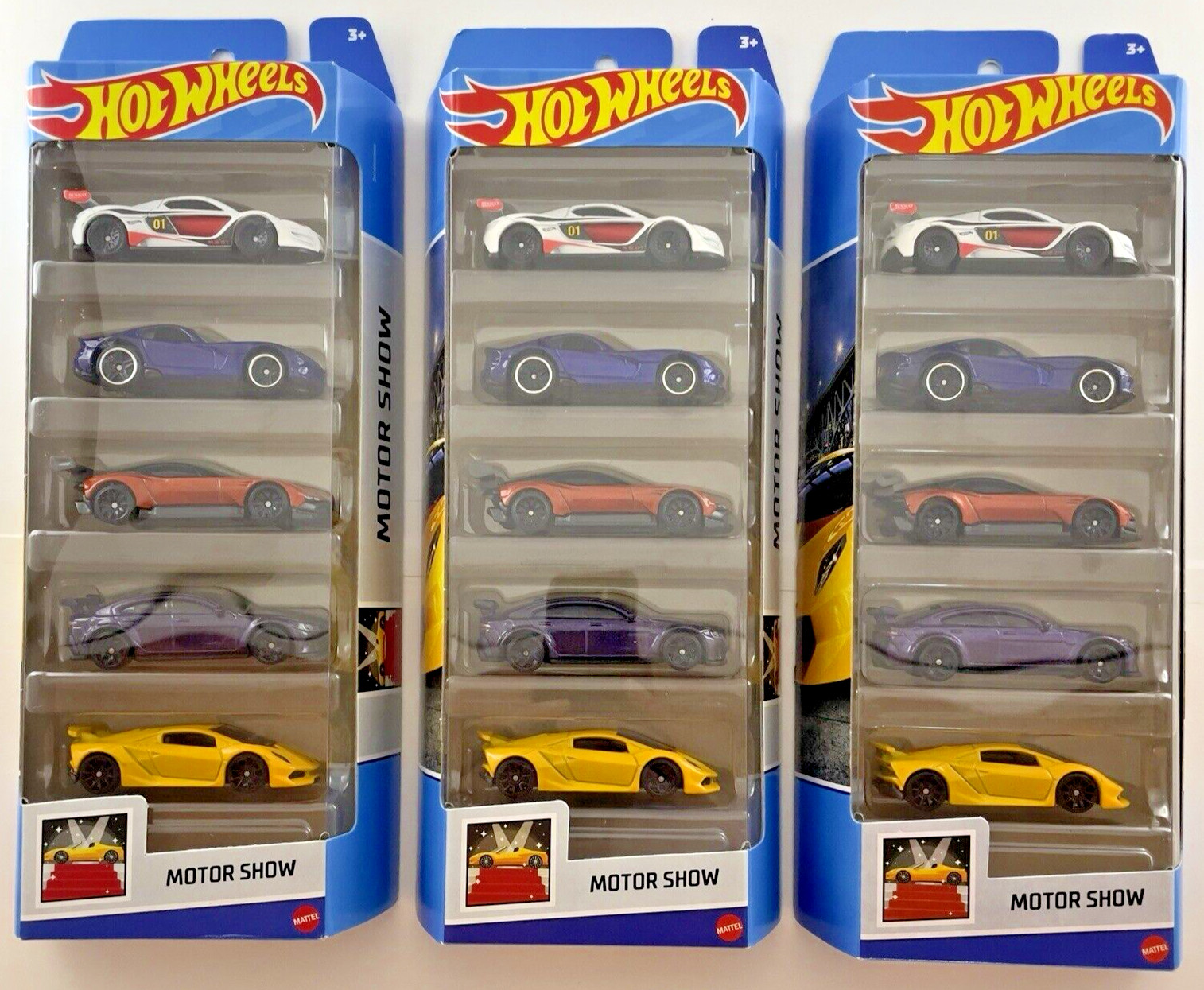 2022 Hot Wheels MOTOR SHOW 5 Pack Lot Of 3