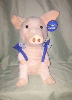 Rare Geico Insurance Maxwell Pig Plush Stuffed Animal Pinwheels Weeee ...
